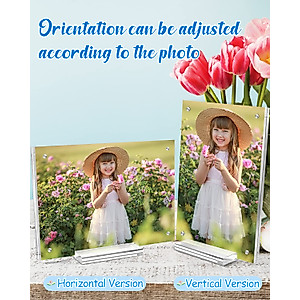 JUOIFIP 5 Pack Acrylic Picture Frame 4×6 Clear Double Sided Magnetic Photo Frame - Frameless Baby Friend Family Picture Desktop Display with Support Stand and Gift Boxes