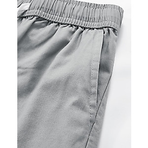 ELETOP Men's Cargo Shorts Casual Cotton Elastic Waist Work Shorts Drawstring Big Tall Classic Stretch Shorts A901 Silver Grey 4XL