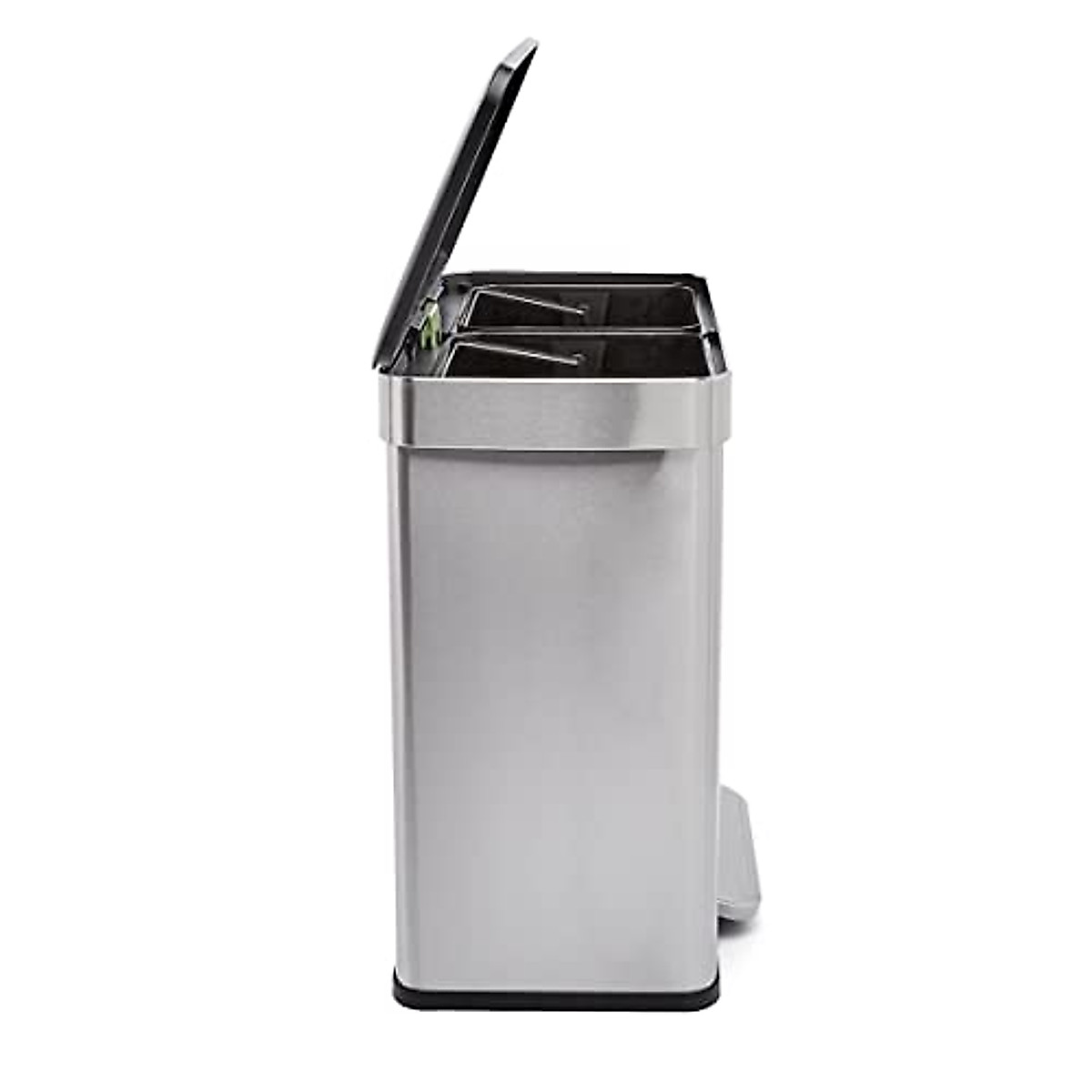 Amazon Basics Rectangular Recycling Trash Can with 2 Compartments - 60 Liter