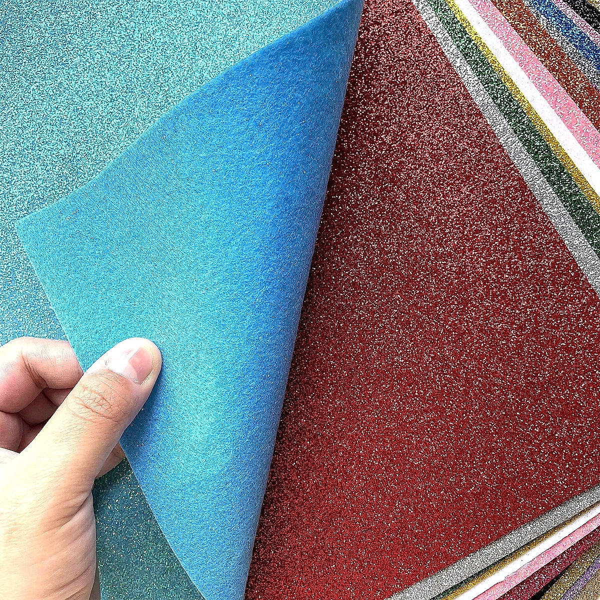 Glitter Felt, Glitter Sheets, 8 x12 inches Felt Glitter for Craft, 20pcs Pack Glitter Felt Fabric Square for for Party Project