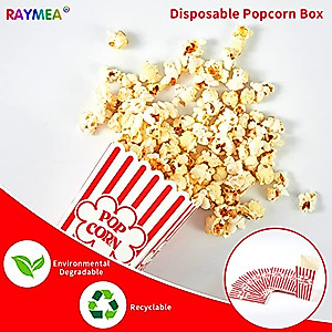 Popcorn Containers Disposable 46 Oz Red & White Striped Cardboard Popcorn Boxes for Movie Night (12 Pack)
