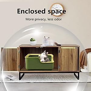 FerniTry Cat Large Litter Box Enclosure Furniture, Hidden Cat Litter Box Furniture, Kitty Litter Box Cabinet Cat Washroom Indoor Cat House as Side Table