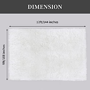 HOMBYS 9x12 Faux Fur Sheepskin Area Rug for Living Room Bedroom, Super Soft Fluffy Carpet White Plush Home Decoration, Fuzzy Room Decor