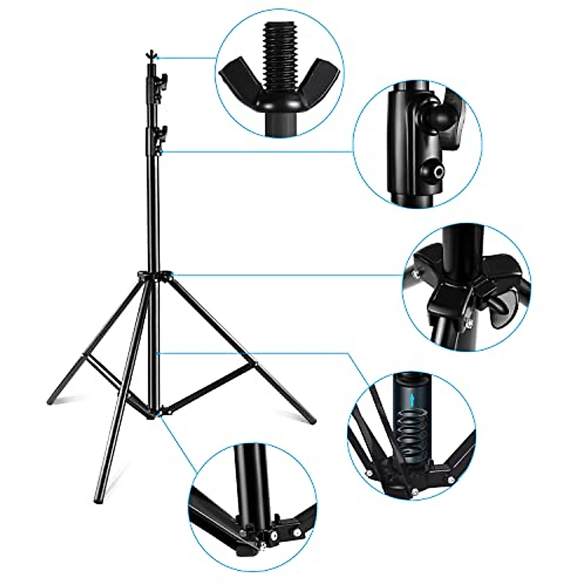 SLOW DOLPHIN Photo Video Studio Triple Crossbar 10 (W) x 8.5 (H) ft Adjustable Photography Backdrop Background Support Stands, with Mounting Bracket and 6 Pcs Spring Clamp, Carry Bag