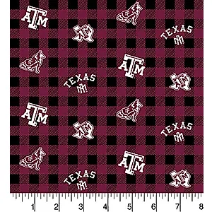 Texas A&M University Cotton Fabric Buffalo Plaid Design-Newest Pattern-Sold by The Yard-SYKEL