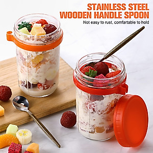 Didaey 8 Pcs Overnight Oats Containers with Lids and Spoon 16 oz Large Capacity Airtight Overnight Oats Jars Glass Jar with Lid Mason Jars with Measurement Marks for Cereal Milk Fruit Yogurt