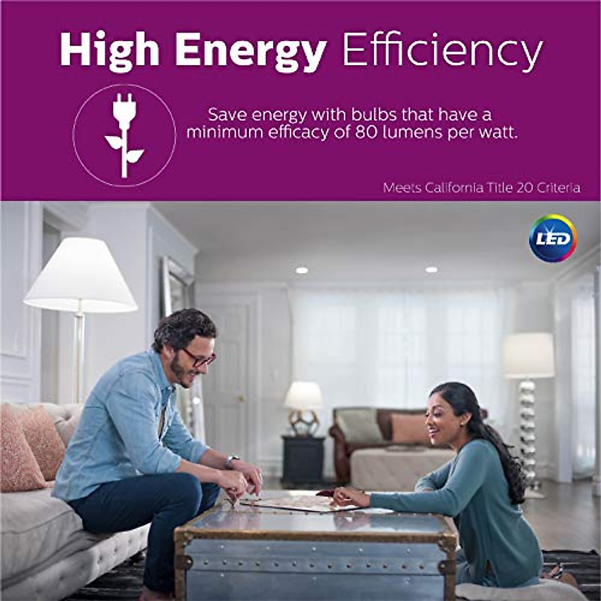 Philips LED Flicker-Free GU10 Bulb, 380 Lumen, Bright White Light (3000K), 4W=50W, Title 20 Certified, 3-Pack