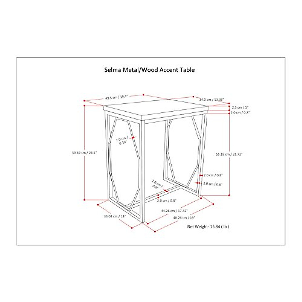 SIMPLIHOME Selma Contemporary 20 Inch Wide Metal and Wood Accent Side Table in White Wash, for The Living Room and Bedroom