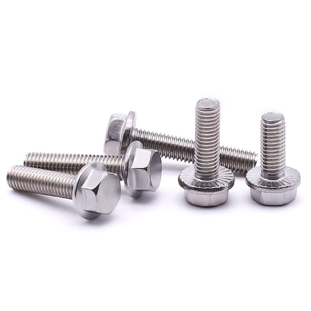 M8-1.25 x 40mm Stainless Steel Serrated Flanged Hex Head Bolts, 304 Stainless Steel 18-8 Flanged Hexagon Head Screws, Full Thread, Coarse Thread UNC, 15 PCS