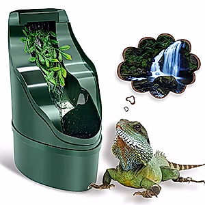 Reptile Chameleon Drinking Fountain Water Dripper, Suitable for Snake, Gecko, Lizard, Chameleon, Bearded Dragon Water Dispenser Water Dish Bowl, Reptiles Habitat Waterfall & Tank Accessories Kit