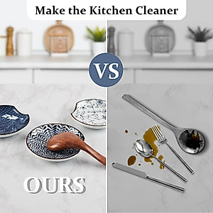 Spoon Rest for Stove Top 4.8", 4 Pcs Spoon Holder Ceramic Spoon Rest for Kitchen Counter Dining-Table, Heat Resistance Kitchen Spoon Utensil Rest for Coffee Spoons,Ladles,Tongs,Spatula