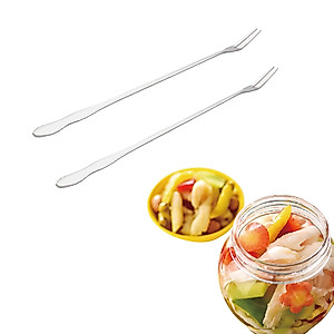 10 Inches Long Pickle Fork, 5 Pcs Long Handle Olive Fork, Stainless Steel Cocktail Forks, Pickle Grabber, Pickle Picker, 2 Prong Dessert Forks, Fruit Fork