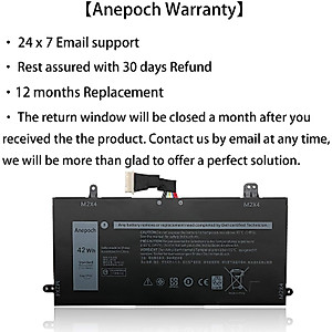 Anepoch J0PGR Laptop Battery Replacement for Dell Latitude 12 5285 5290 2-in-1 T17G Tablet Series Notebook 0J0PGR JOPGR 1WND8 X16TW 0X16TW 0FTH6F FTH6F 7.6V 42Wh 5250mAh 4-Cell