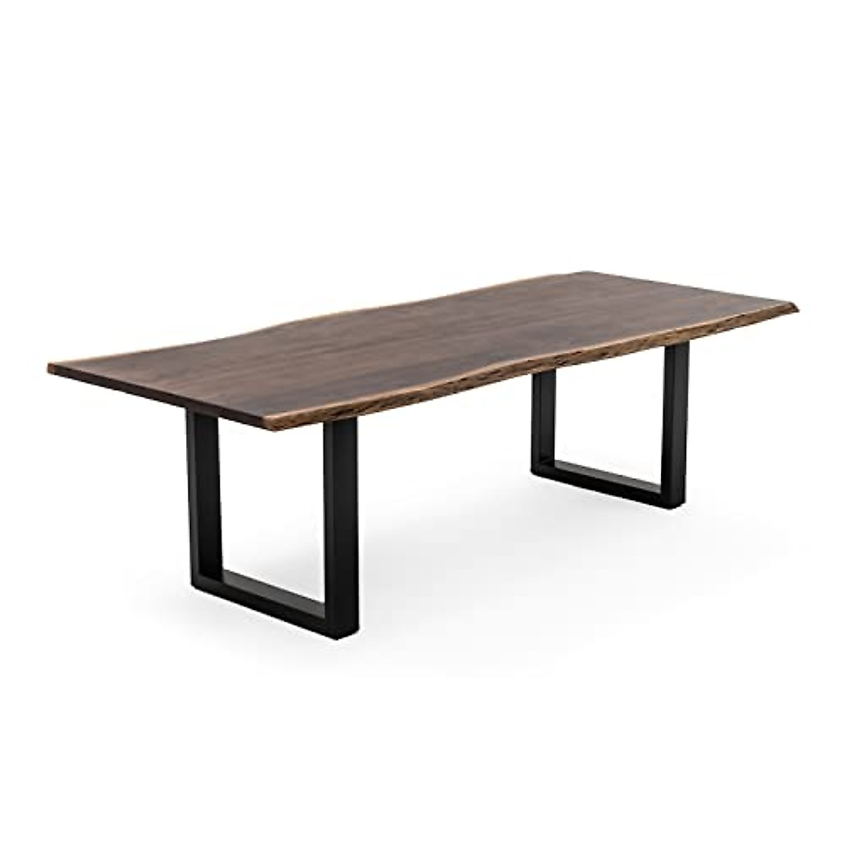 Limari Home Brylee Collection Modern Style Live Edge Solid Acacia Wood Top 6 Persons Dining Table with Metal U-Legs, Brown