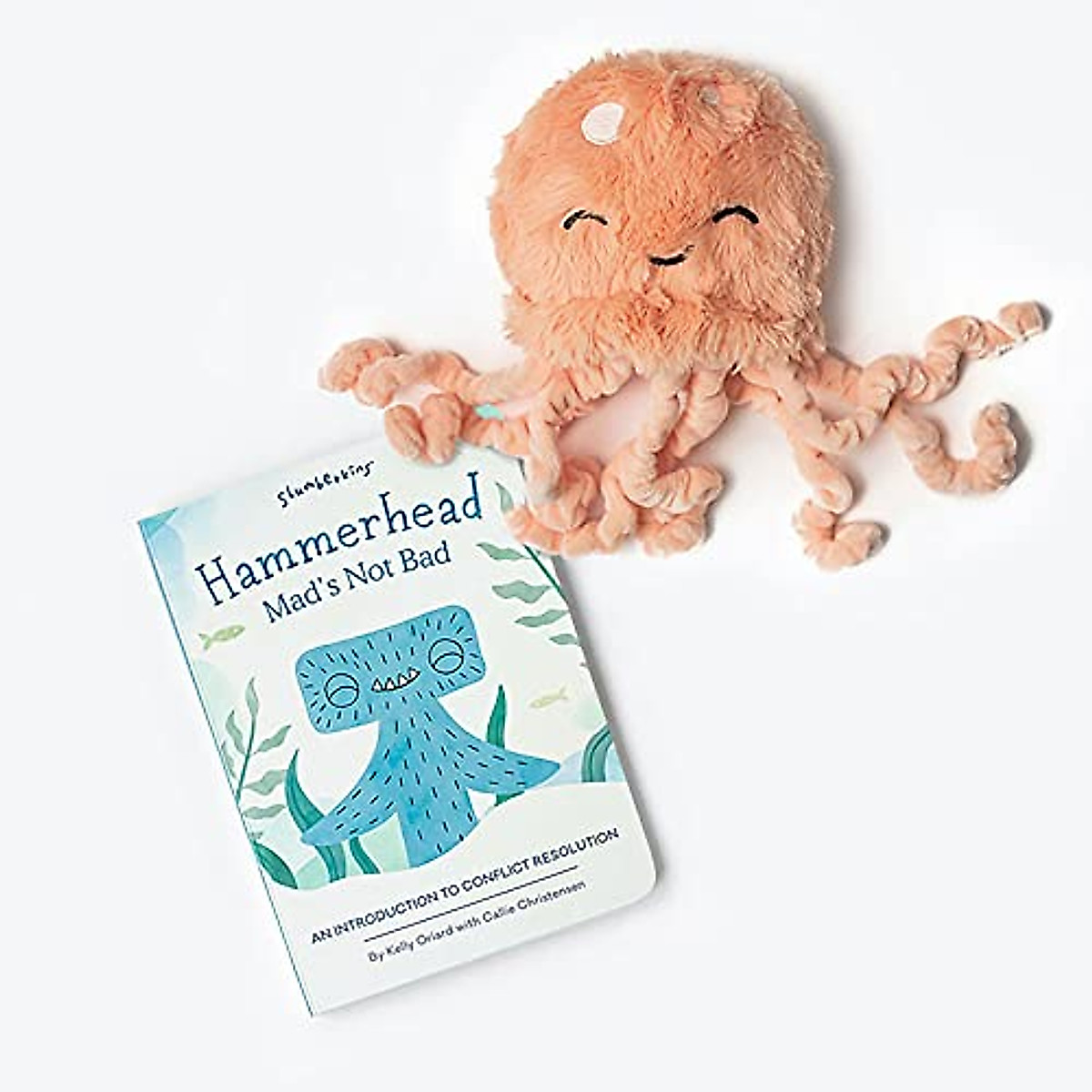 Slumberkins Mads Not Bad Board Book & Jellyfish Mini Set | Supports Conflict Resolution & Social Emotional Learning for Ages 0+ (Coral Jellyfish)