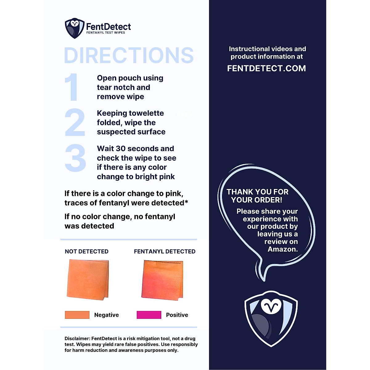FentDetect Fentanyl Detection Wipes for Drug Testing, Microfiber, Pack of 4