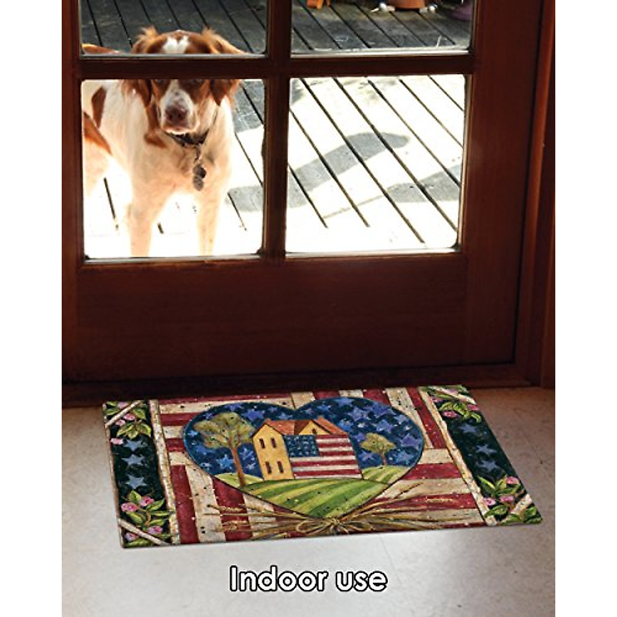 Toland Home Garden 800049 American Folk Heart Summer Door Mat 18x30 Inch Welcome Outdoor Doormat for Entryway Indoor Entrance