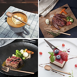 Gold Silverware Set for 8, Unique Modern Stainless Steel Cutlery Flatware Set，40 Pieces Unique Kitchen Utensil Sets with Steak Knives, Tableware Set for Home Kitchen Restaurant Hotel (Color : 16 Pi