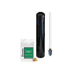 Replacement Water Softener Tank + Pre-loaded 10% Cross Linked Cation Resin and Riser Tube | 12" x 52" - 2.0 Cubic Ft | 64,000 Grain