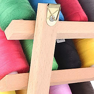 Kurtzy 60 Spool Wooden Thread Rack Holder - Thread Organiser Stand with Wall Hanging Hooks - Standing or Wall Mounted - Beech Wood Sewing Spool Holder for Embroidery, Quilting and Sewing Threads