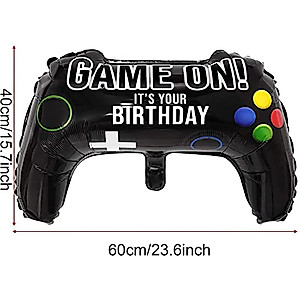 4 Packs Video Game Party Balloon Gamer Balloons 23.6 x 15.7 Inch Game on Balloons Video Game Controller Aluminum Foil Balloon for Gaming Birthday Party Decoration