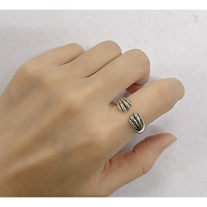 Cat Paw Hug Love 925 Sterling Silver Open Adjustable Statement Finger Rings for Women Cute Dainty Dog Claw Puppy Pet Lovers Animal Band Ring Fashion Jewelry Gifts Family Daughter Birthday Bff