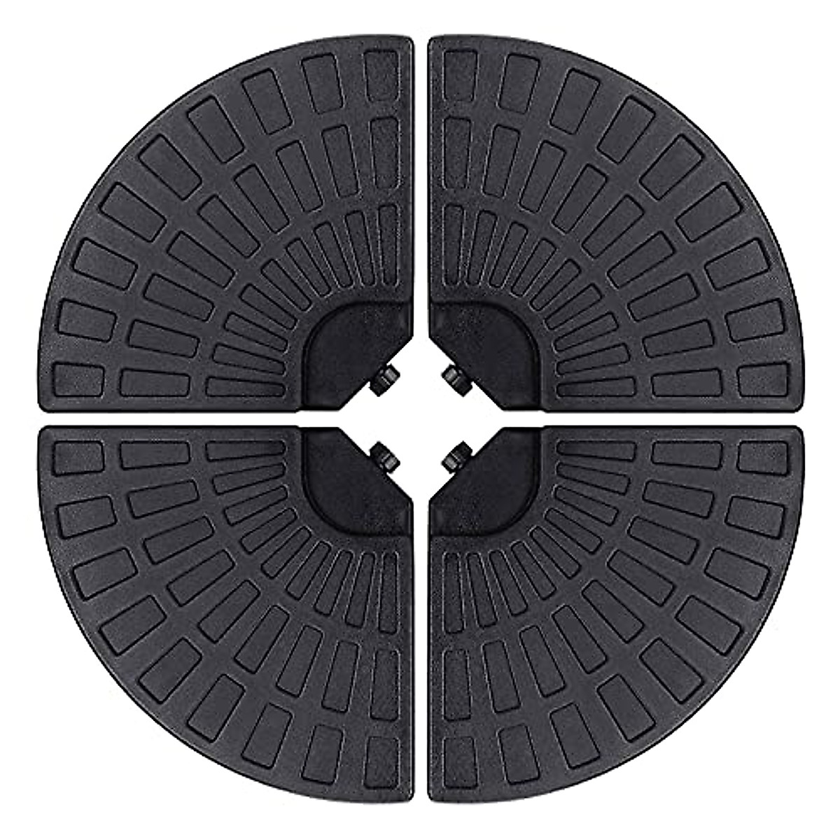 Sunnyglade 18.9" 4Pcs 13L Fan Shaped Water or Sand Filled Umbrella Base/Fan Style Self-Filled Cantilever Offset Umbrella Base Stand Suitable for All Kinds of Cross Tiles (Black)
