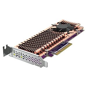 QNAP QM2-2P-384A Dual M.2 PCIe SSD Expansion Card, Supports up to Two M.2 2280/22110 Form Factor M.2 PCIe (Gen3 x4) SSDs, PCIe Gen3 x8 Host Interface, Low-Profile Bracket pre-Loaded, 2 x SSD