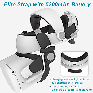 NEWENMO Upgraded Elite Strap with Battery for Quest 2, 5300mAh for Quest 2 Battery Pack, Head Strap in VR for Enhanced Support Comfort, VR Accessories for Reduce Head Pressure