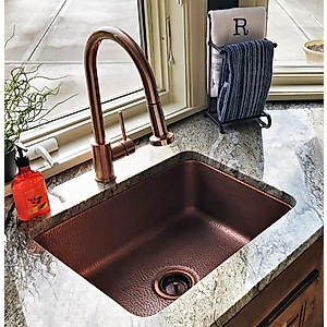 Sinkology Orwell Copper 23" Single Bowl Undermount Kitchen Sink Kit with Bottom Grid and Drains