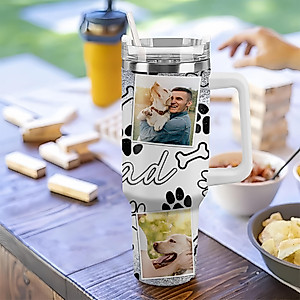Hyturtle Personalized Pictured Dog Dad 40oz Tumbler with Handle and Straw Gifts for Dog Lovers, Birthday Father's Day Cup Gifts For Men, Best Gift Idea for Dogs Dad Stainless Steel Travel Cup With Lid