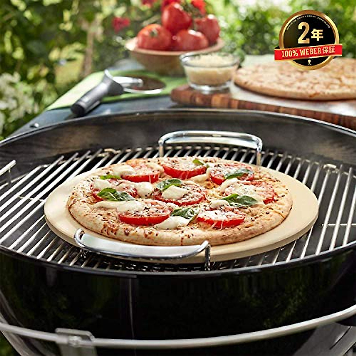 Weber Gourmet BBQ System Pizza Stone with Carry Rack,16.7" Long