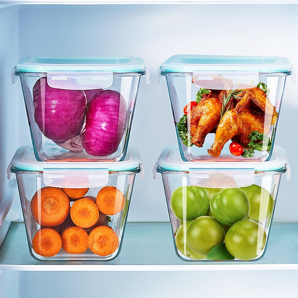 TRBIDRBO 2600 ML /88oz/ 11 Cup LARGE Glass Food Storage Container with Airtight Locking Lid for Storing food, Vegetables, Fruits Roasting Turkey Freezer Microwave & Oven Safe Leak Proof