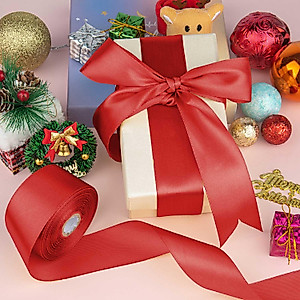 Ribbon for Gift Wrapping, 3 Pack 75 Yards 1-1/2 inch Satin Ribbon Bows for Gift, Crafts, Flower Bouquet, Floral, Hair, Christmas, Wedding, Birthday Decoration White&Pink&Red