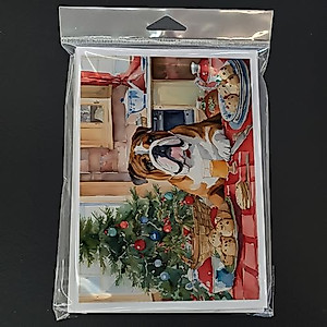 Caroline's Treasures DAC3784GCA7P English Bulldog Christmas Cookies Greeting Cards Pack of 8 Blank Cards with Envelopes Whimsical A7 Size 5x7 Blank Note Cards