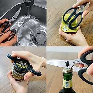 CANARY Japanese Kitchen Shears Heavy Duty, Made in JAPAN, Dishwasher Safe Come Apart Blade, Multipurpose Kitchen Scissors, Sharp Serrated Japanese Stainless Steel, Black