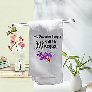 PXTIDY Mema Gifts Mema Towel My Favorite People Call Me Mema Embroidered Wash Towel for Mema Birthday Gifts Grandma Mema Gifts from Grandchildren