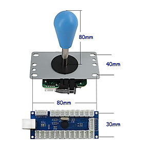 SJ@JX 2 Player Arcade Game Stick DIY Kit Buttons with Logo LED 8 Way Joystick USB Encoder Cable Controller for PC MAME Raspberry Pi Color Mix