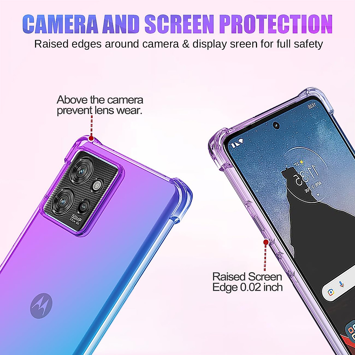 Gufuwo Case for Motorola ThinkPhone Case, Moto ThinkPhone Cute Case Girls Women, Gradient Slim Anti Scratch Soft TPU Phone Cover Shockproof Protective Case for Motorola ThinkPhone (Purple/Blue)