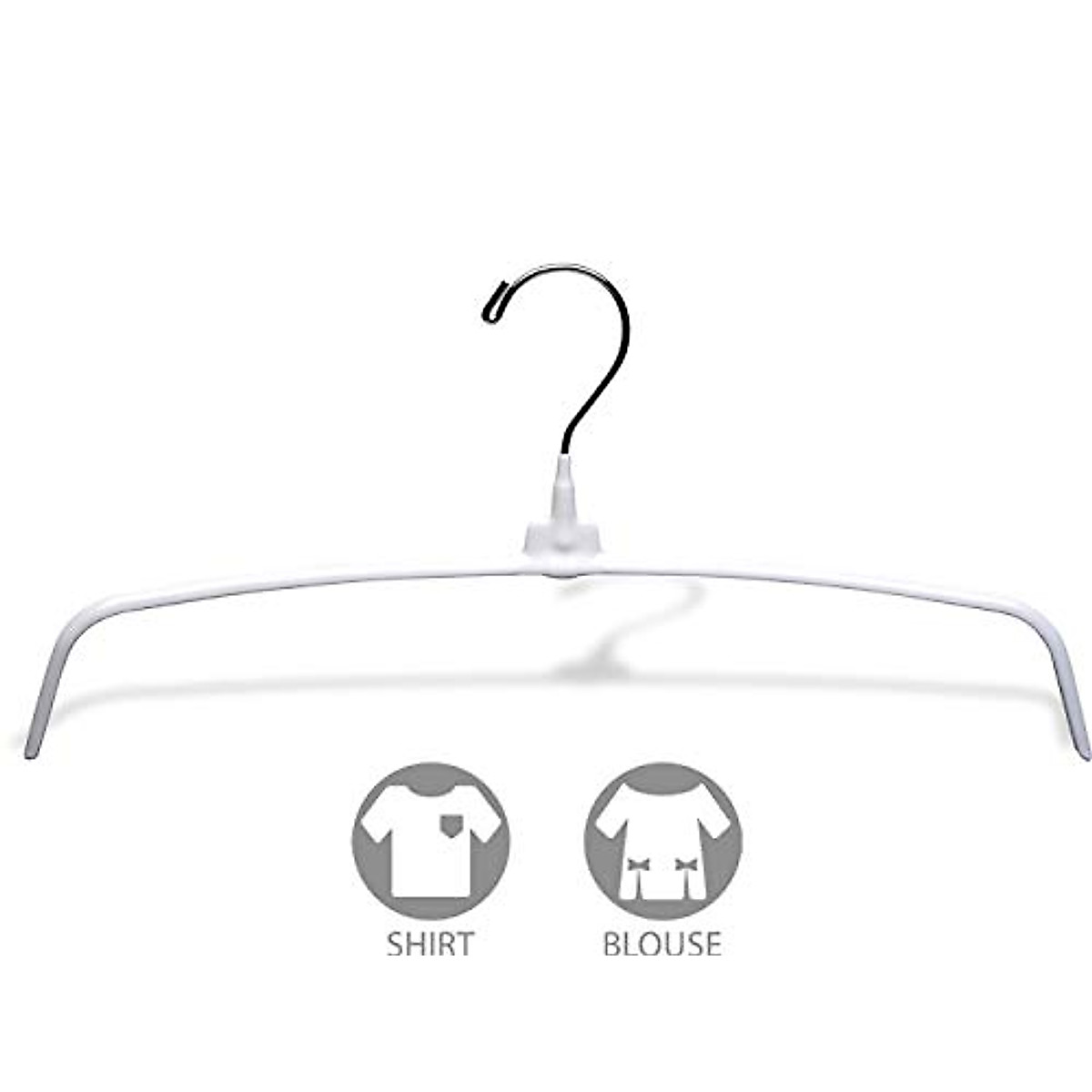 White Rubberized Ultra-Thin Metal Hangers, Space Saving Arched Top Hangers with Vinyl Non-Slip Coating & Chrome Hook (Set of 100) by The Great American Hanger Company