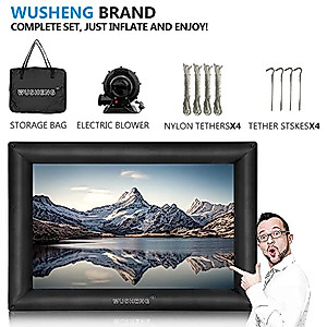 20 Feet Inflatable Outdoor and Indoor Theater Projector Screen - Includes Inflation Fan, Tie-Downs and Storage Bag - Only Supports Front Projection