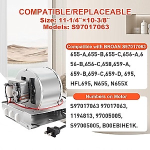 【Upgrade】 Model 655 A/B/C Low Noise Fan Heater, Compatible with Broan 655-A,655-B,655-C,656-A,656-B,656-C,658,659-A,659-B,659-C,659-D,695,HFL695, S97017063 Bathroom Fan Heater Assembly