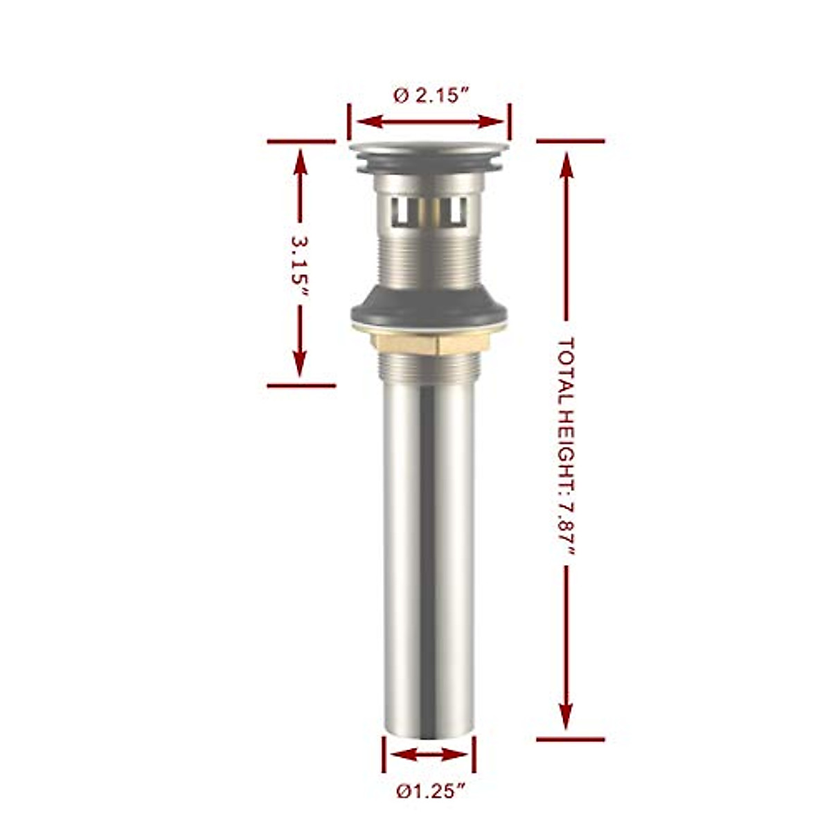 Purelux Bathroom Sink Drain Stopper Faucet Vanity Sink Pop Up Drain Assembly with Overflow, Brushed Nickel Finish