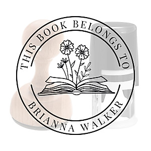 from The Library of, Ex Libris Book Stamp, Custom Library Stamp, Personalized Teacher Gift Monogram Self-Inking or Wood Handle Rubber Stamp (Black Cat)