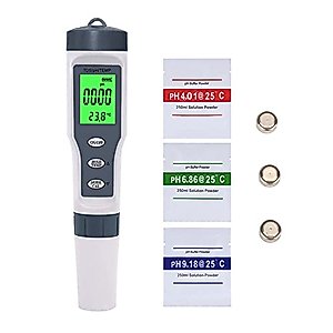Water Quality Tester Tool, Temp PH Meter 3 in 1 Portable Auto Calibration Wide Test Range for Pool