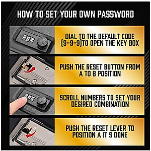 HORUSDY Lock box for Guns and Valuables,Portable Security Case Lock Box Safe with Combination Lock