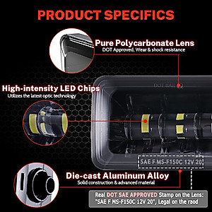 Z-OFFROAD DOT Approved LED Fog Lights for Ford F150 2015-2020, Waterproof Rectangular Bumper Driving Lamp Set Assembly Kit - Black