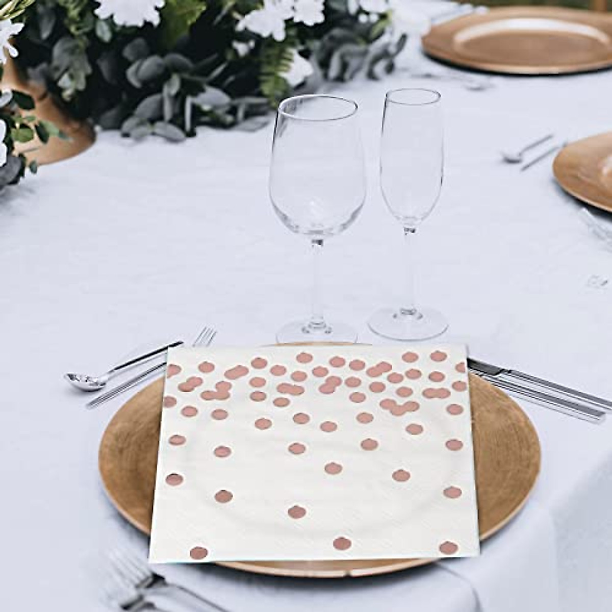 100-Pack Rose Gold Paper Cocktail Napkins for Party, 3 ply Luxury Beverage Napkins for Parties, Events and Family Gatherings Folded 5 x 5 Inches (ROSE)