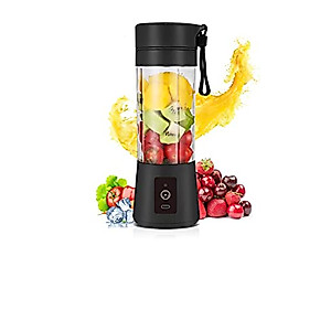 USB Portable Blender Juicer Cup, 3CPRECIOUS Fruit Juice mixer, Mini Portable Rechargeable Battery/Juicing Blender Mixer, 380ml (Black)