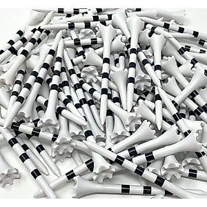 NorthPointe Plastic Golf Tees – 3 ¼” White with Black Stripes 100 Count Bundled with 1 ½” Plastic Golf Tees 100 Count – Short Tees for Irons, Par Threes, Hybrids, and Driving Range